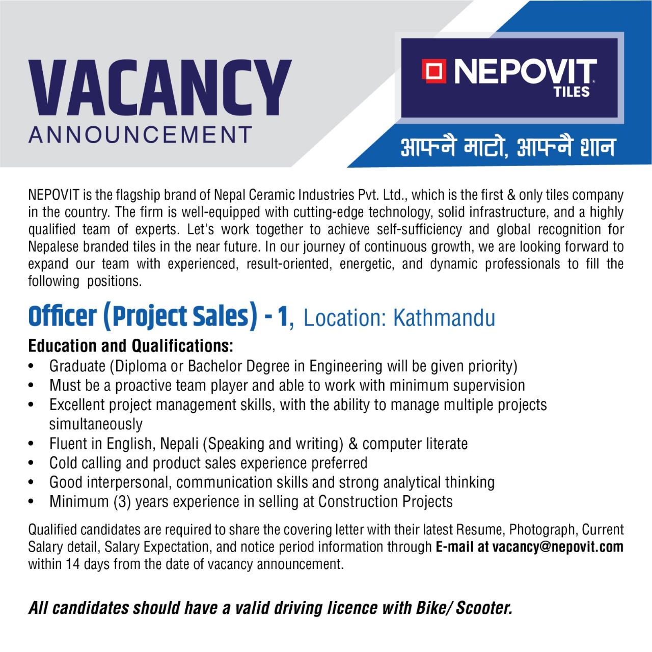 Vacancy – Project Sales – 1 – Nepovit